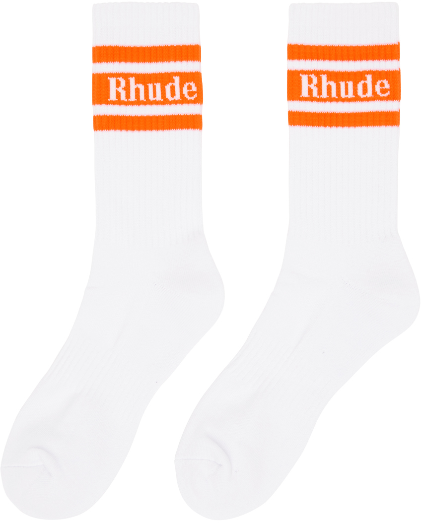Rhude White Stripe Socks Rhude