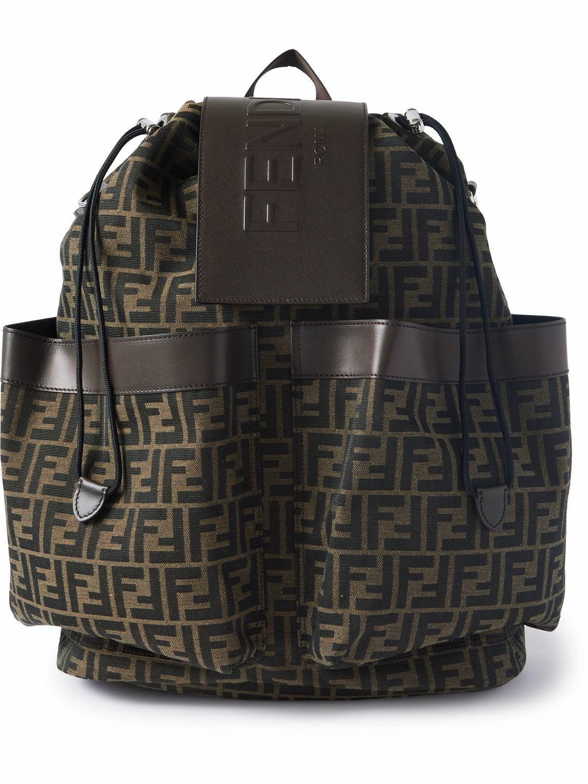 Fendi - Leather-Trimmed Logo-Jacquard Canvas Backpack Fendi