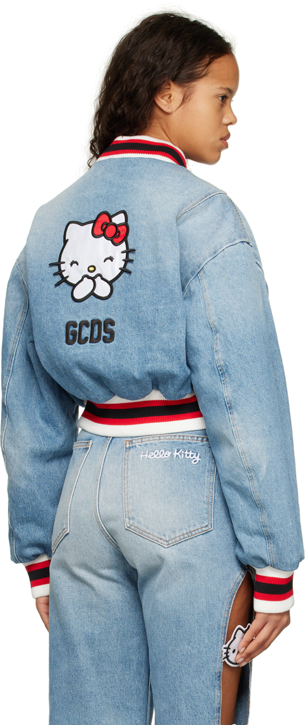GCDS Blue Hello Kitty Edition Denim Bomber Jacket GCDS