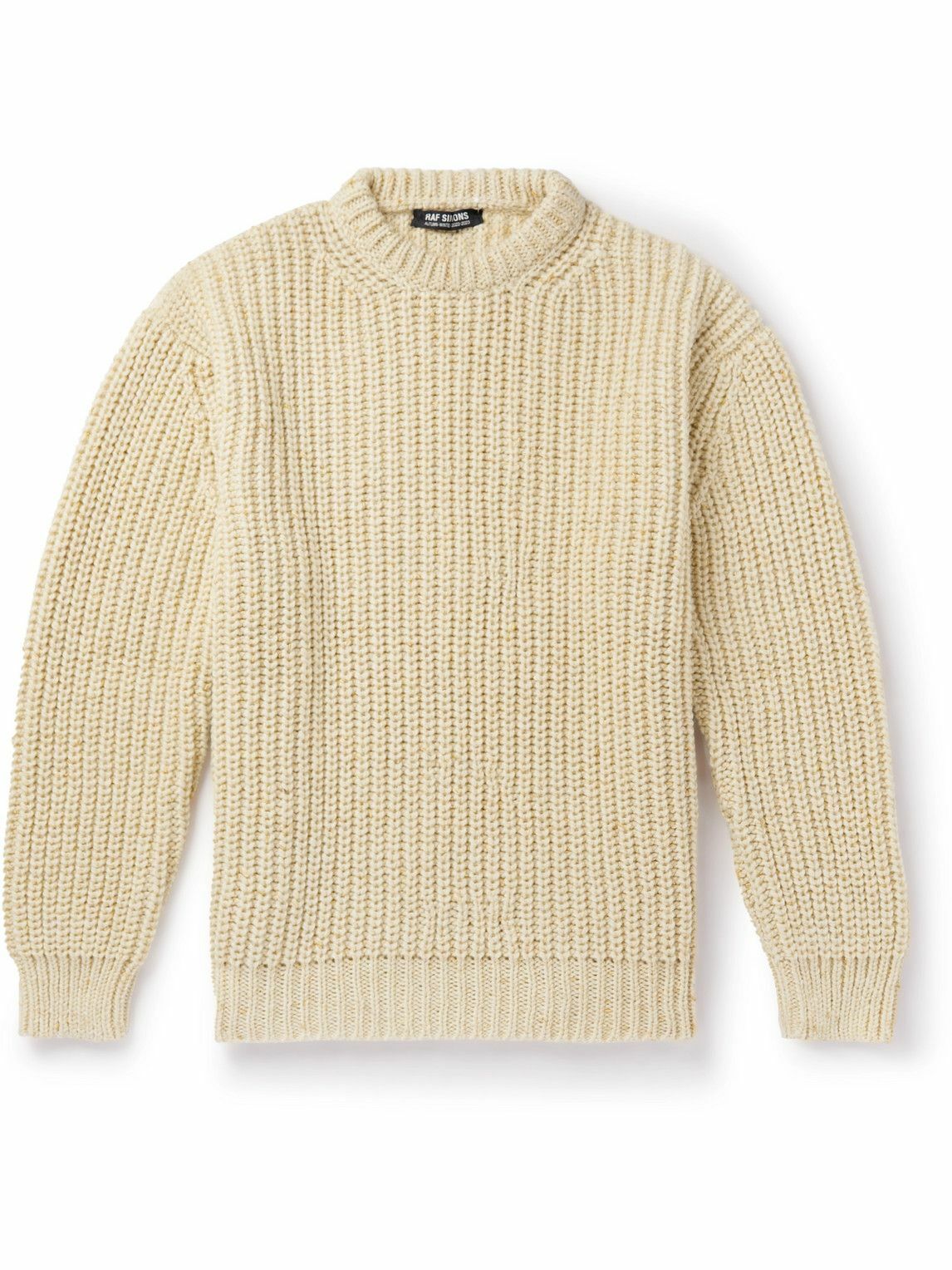Raf Simons - Metallic Ribbed Wool and Mohair-Blend Sweater - Neutrals ...