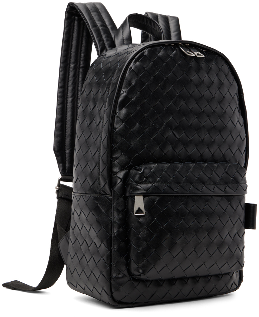 Bottega Veneta Black Intrecciato Leather Backpack Bottega Veneta