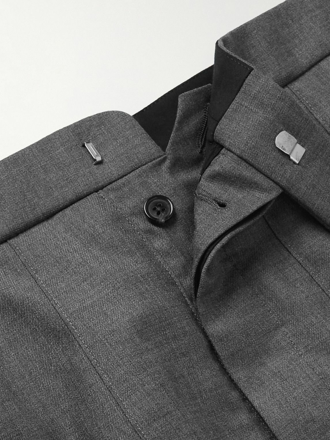 Thom Browne - Pleated Grosgrain-Trimmed Wool-Twill Kilt - Gray Thom Browne