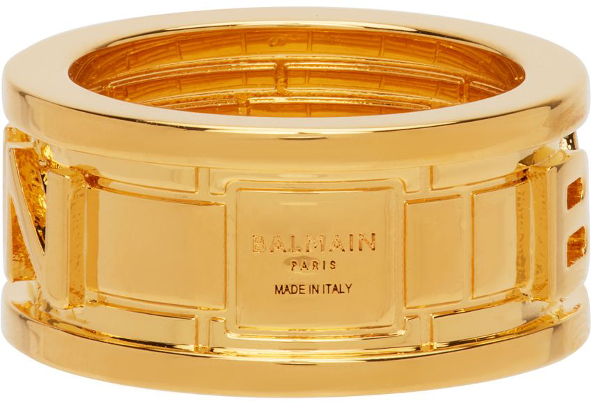 Balmain Gold Tubular Chain Ring Balmain