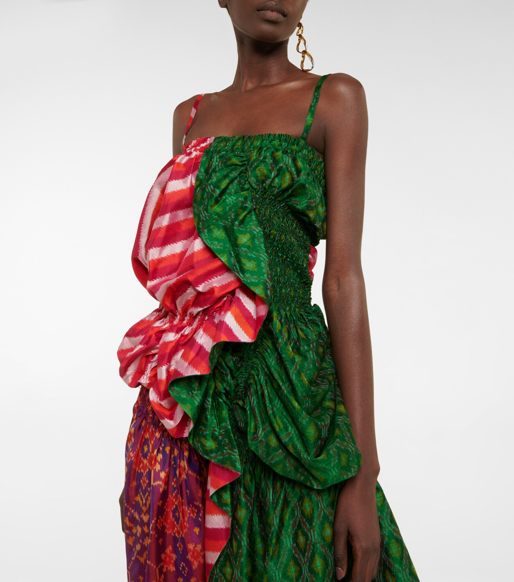 Dries Van Noten - Patchwork silk ikat midi dress Dries Van Noten