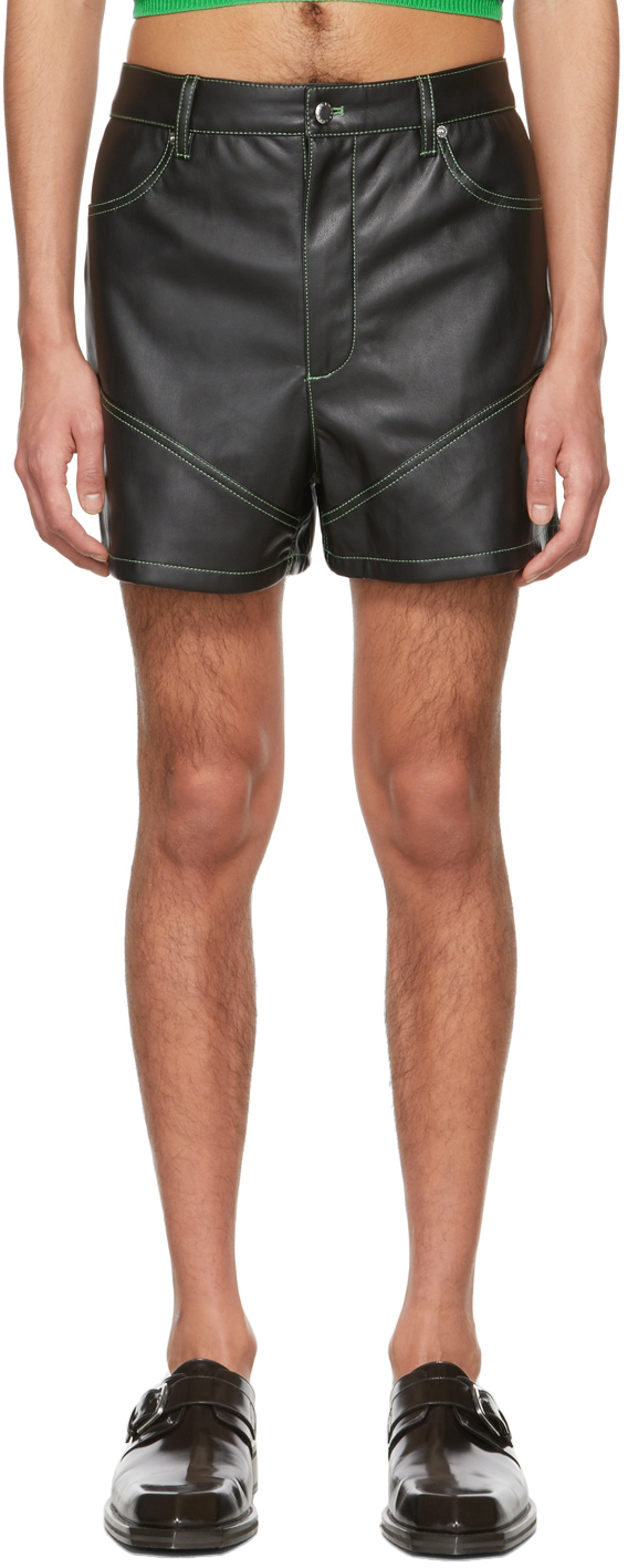 Eckhaus Latta Black Faux-Leather Switch Shorts Eckhaus Latta