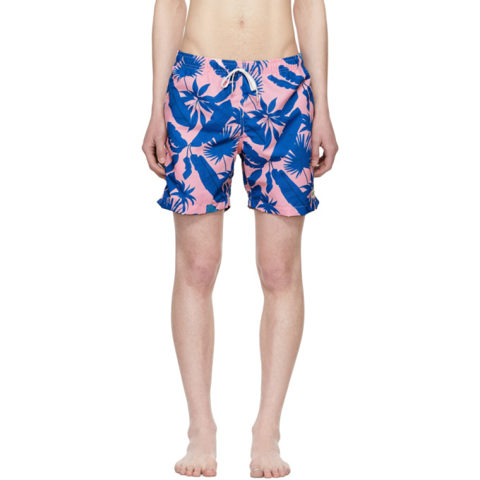 Bather Pink and Blue Tropical Palms Swim Shorts Bather