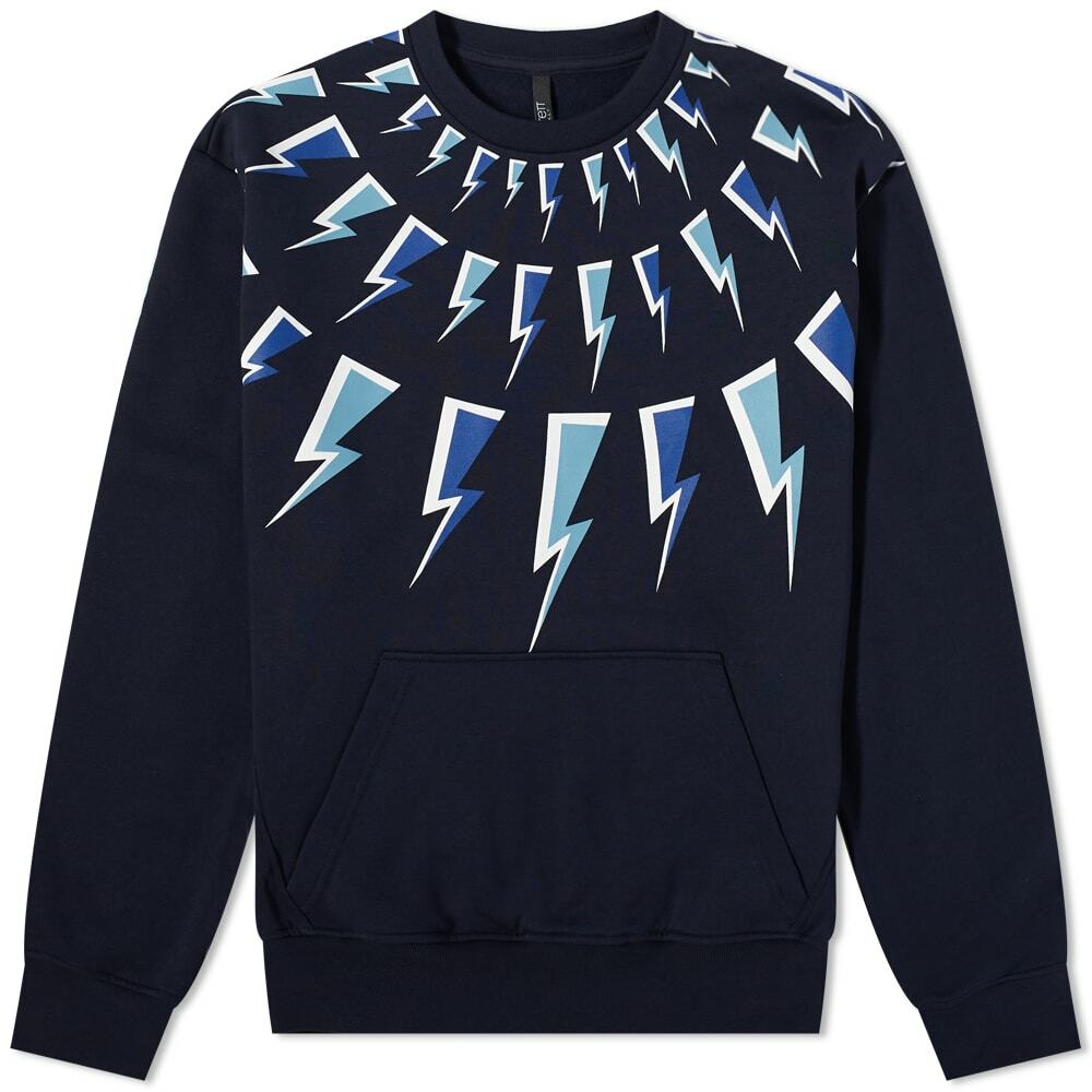Neil Barrett Men's Fair Isle Comic Bolts Crew Sweat in Navy/White/Black ...