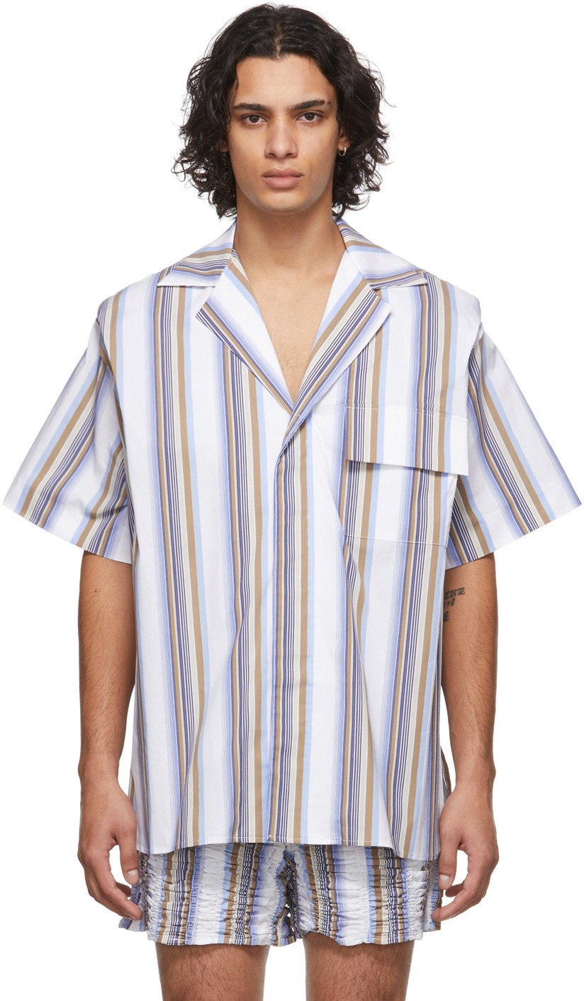 Bianca Saunders White Striped Poplin Shirt Bianca Saunders