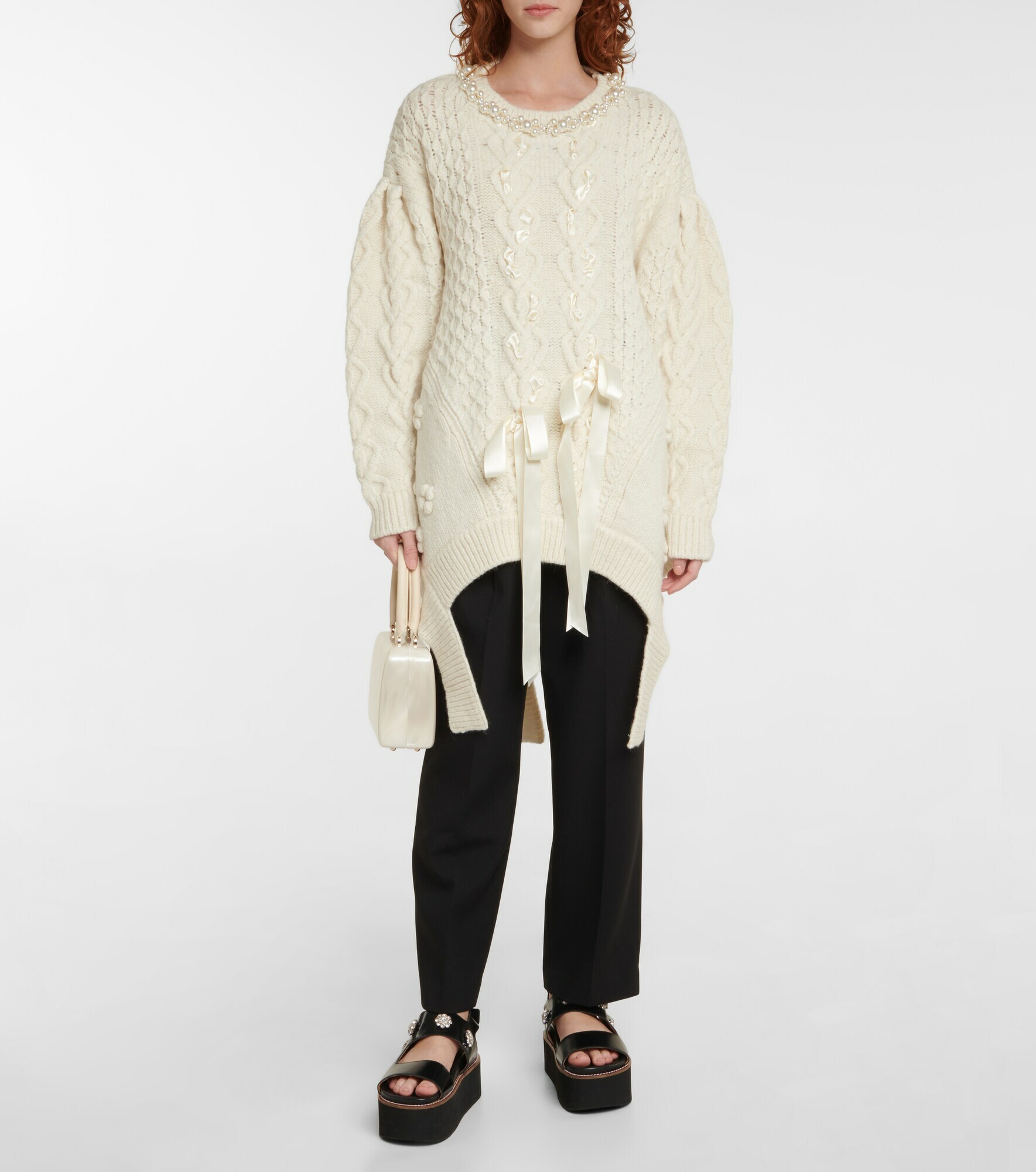Simone Rocha - Embellished cable-knit sweater Simone Rocha