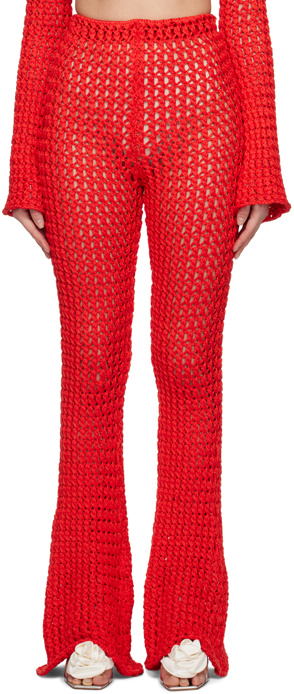 Moschino Red Crocheted Lounge Pants Moschino