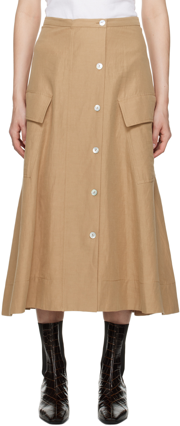 Vince Beige Utility Midi Skirt Vince