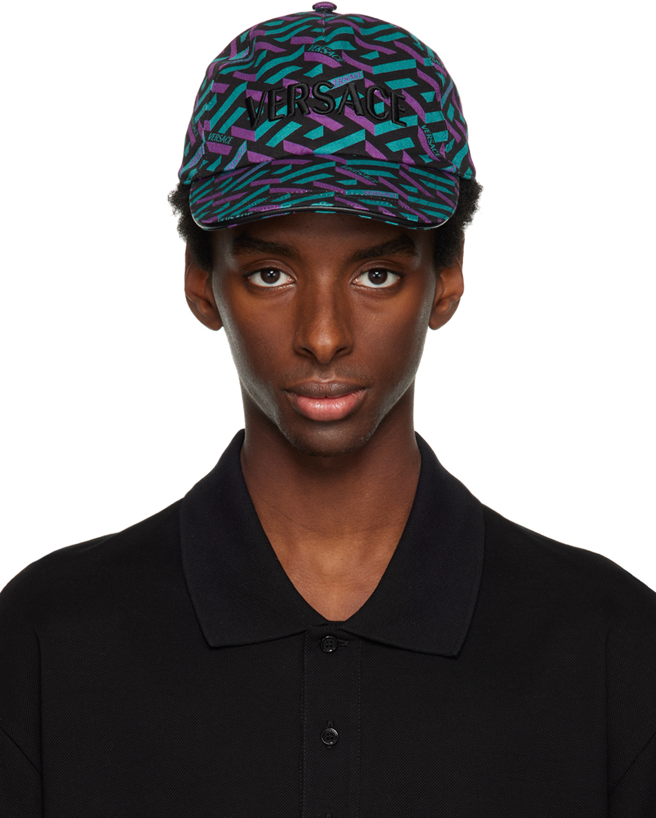 Versace Black 'La Greca' Cap Versace