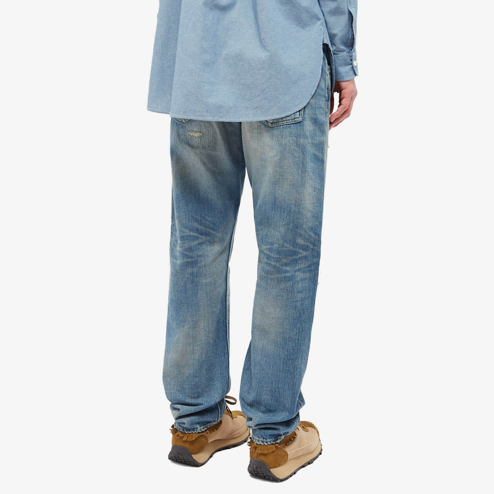 FDMTL Men's Slim Fit Straight Denim Jean in Indigo Repair FDMTL