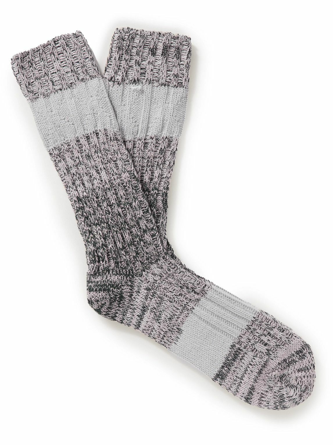 Mr P. - Two-Tone Ribbed Cotton-Blend Socks Mr P.