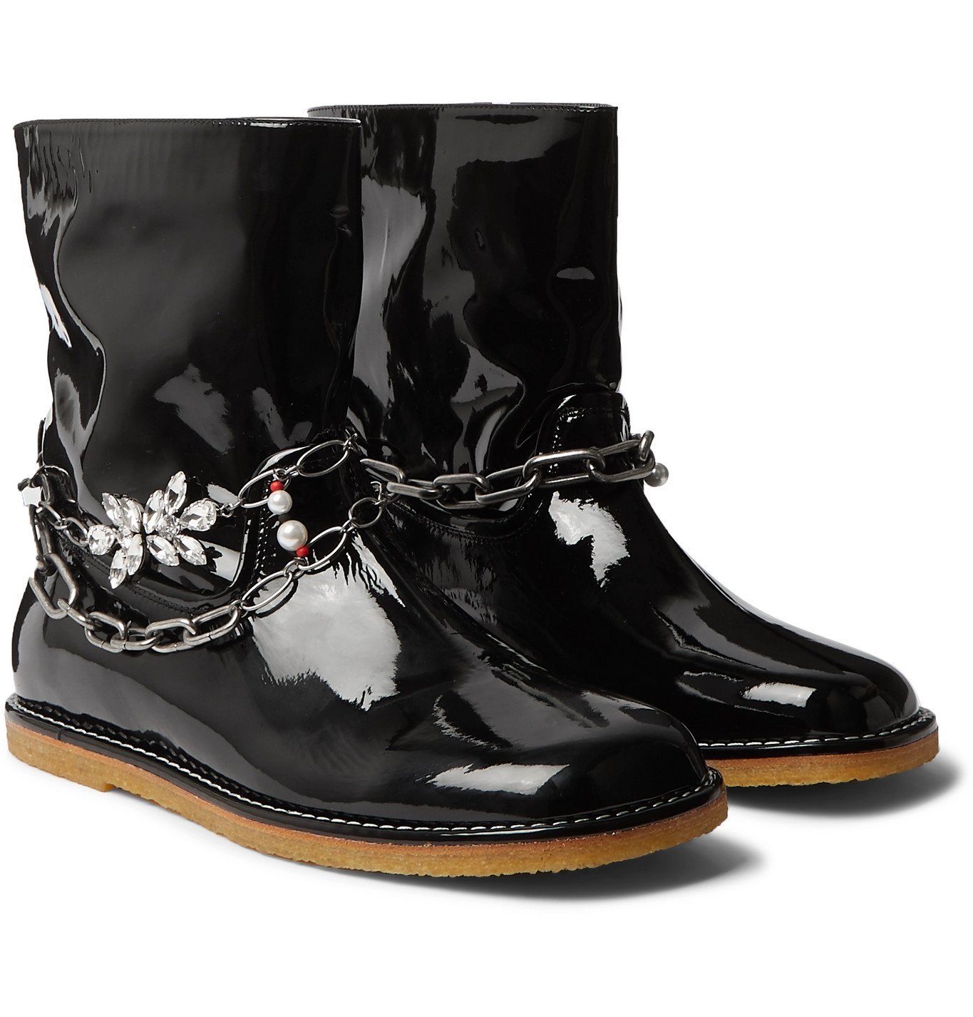 Loewe - Chain-Embellished Patent-Leather Boots - Black Loewe