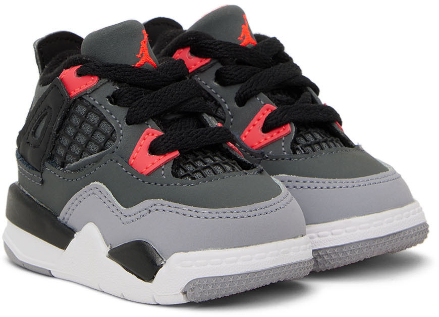 Nike Jordan Baby Gray & Black Jordan 4 Retro Sneakers Nike Jordan Brand
