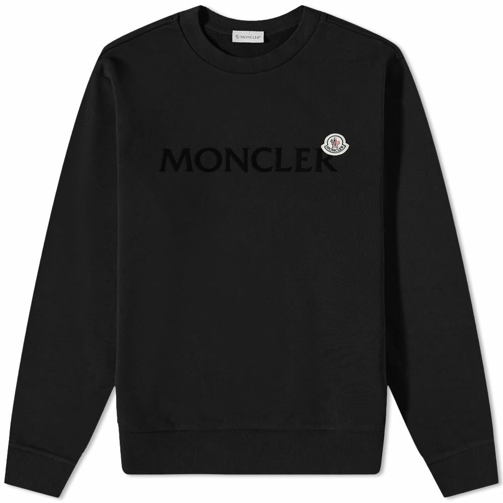 Moncler Men's Trademark Logo Crew Sweat in Black Moncler