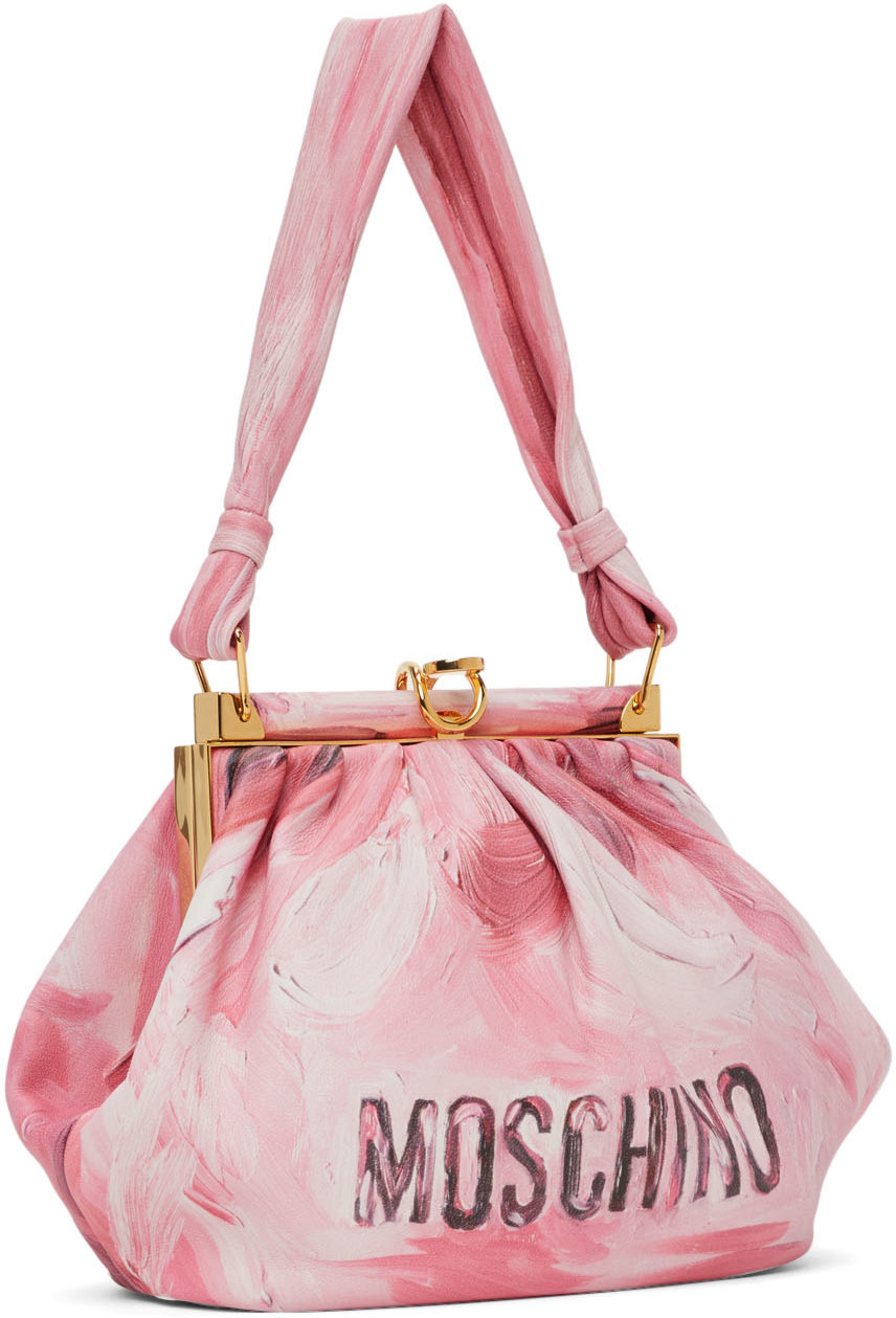 Moschino Pink Painted Logo Top Handle Bag Moschino