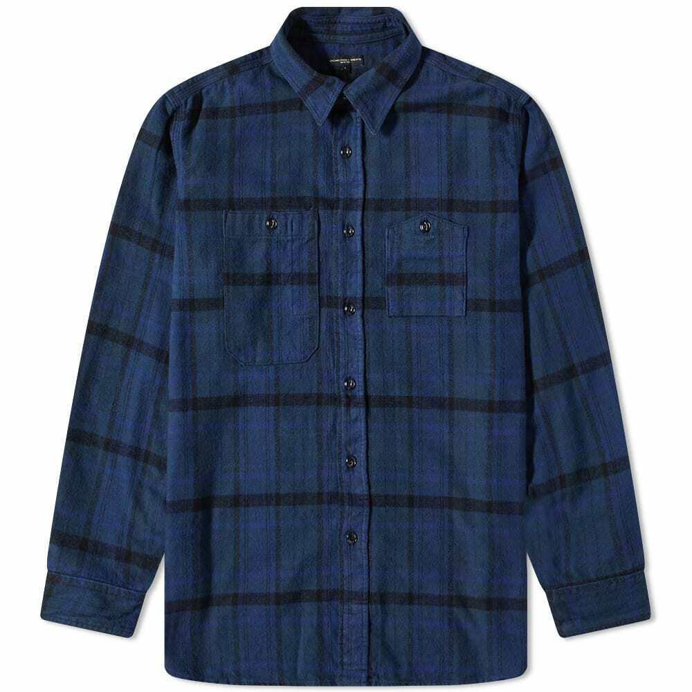 Engineered Garments Men's Flannel Work Shirt in Navy/Black Engineered ...