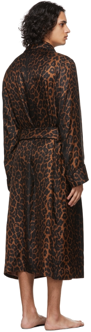 TOM FORD Black & Brown Silk Leopard Robe TOM FORD