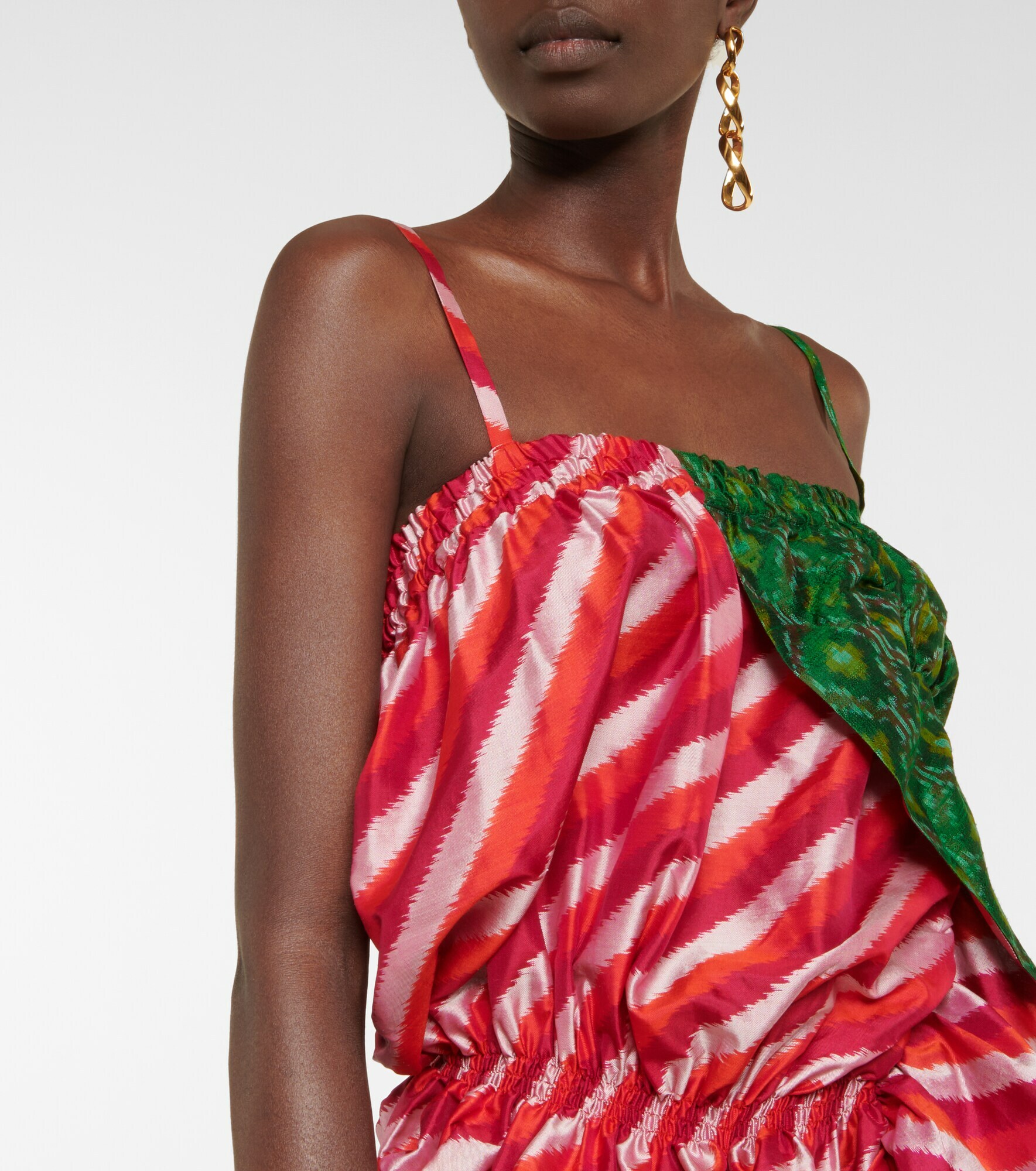 Dries Van Noten - Patchwork silk ikat midi dress Dries Van Noten