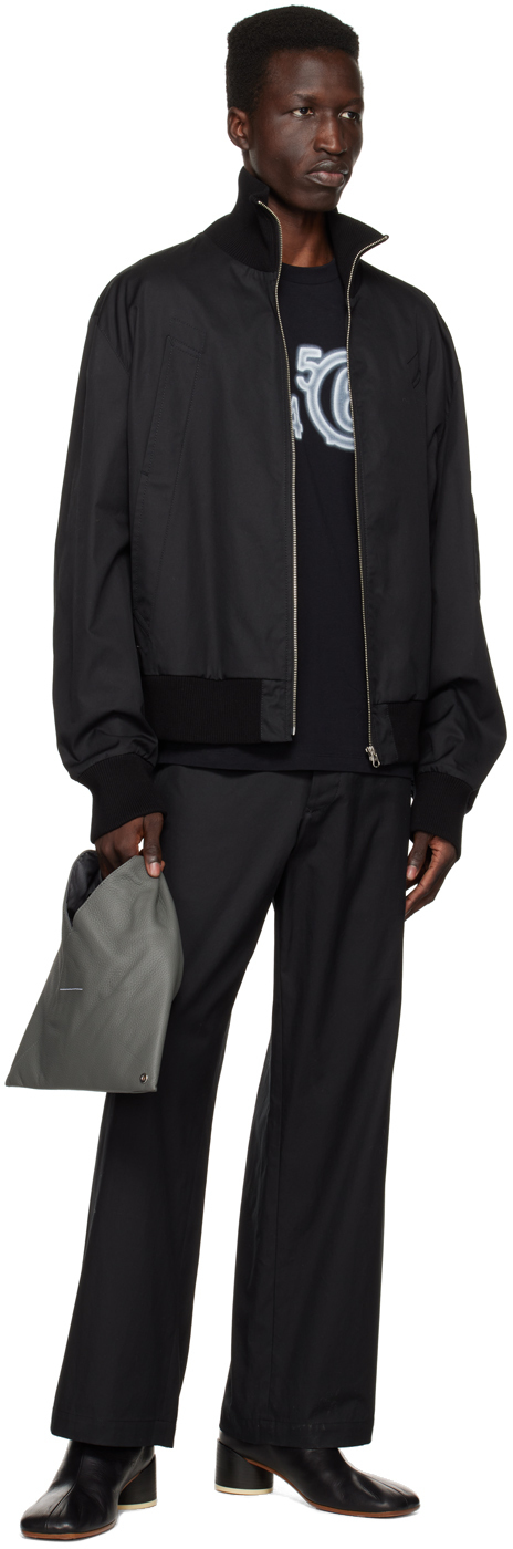 MM6 Maison Margiela Black Zip Bomber Jacket MM6 Maison Margiela