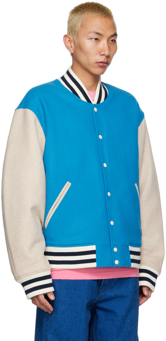 Acne Studios Blue Colorblocked Bomber Jacket Acne Studios