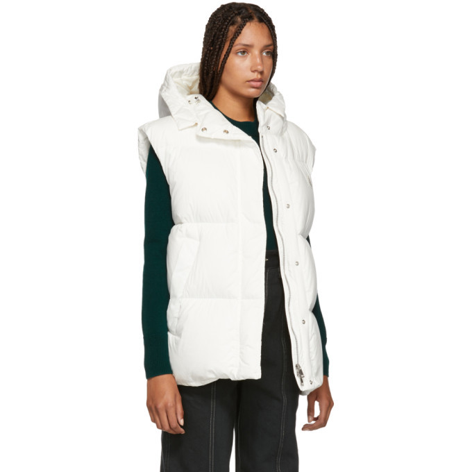 Moncler White Down Cheveche Hooded Vest Moncler
