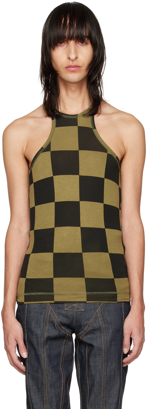 Parnell Mooney SSENSE Khaki Exclusive Chessboard Tank Top
