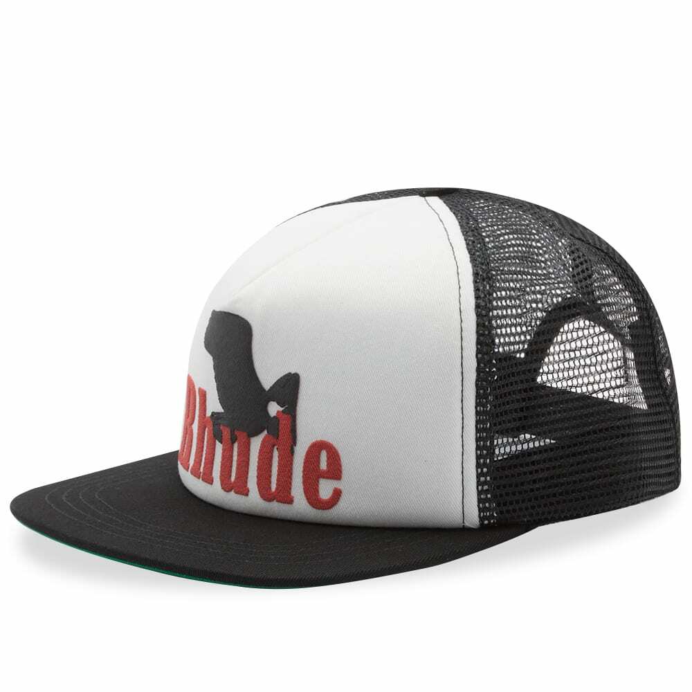 Rhude Men's Americana Trucker Cap in Black/Offwhite Rhude
