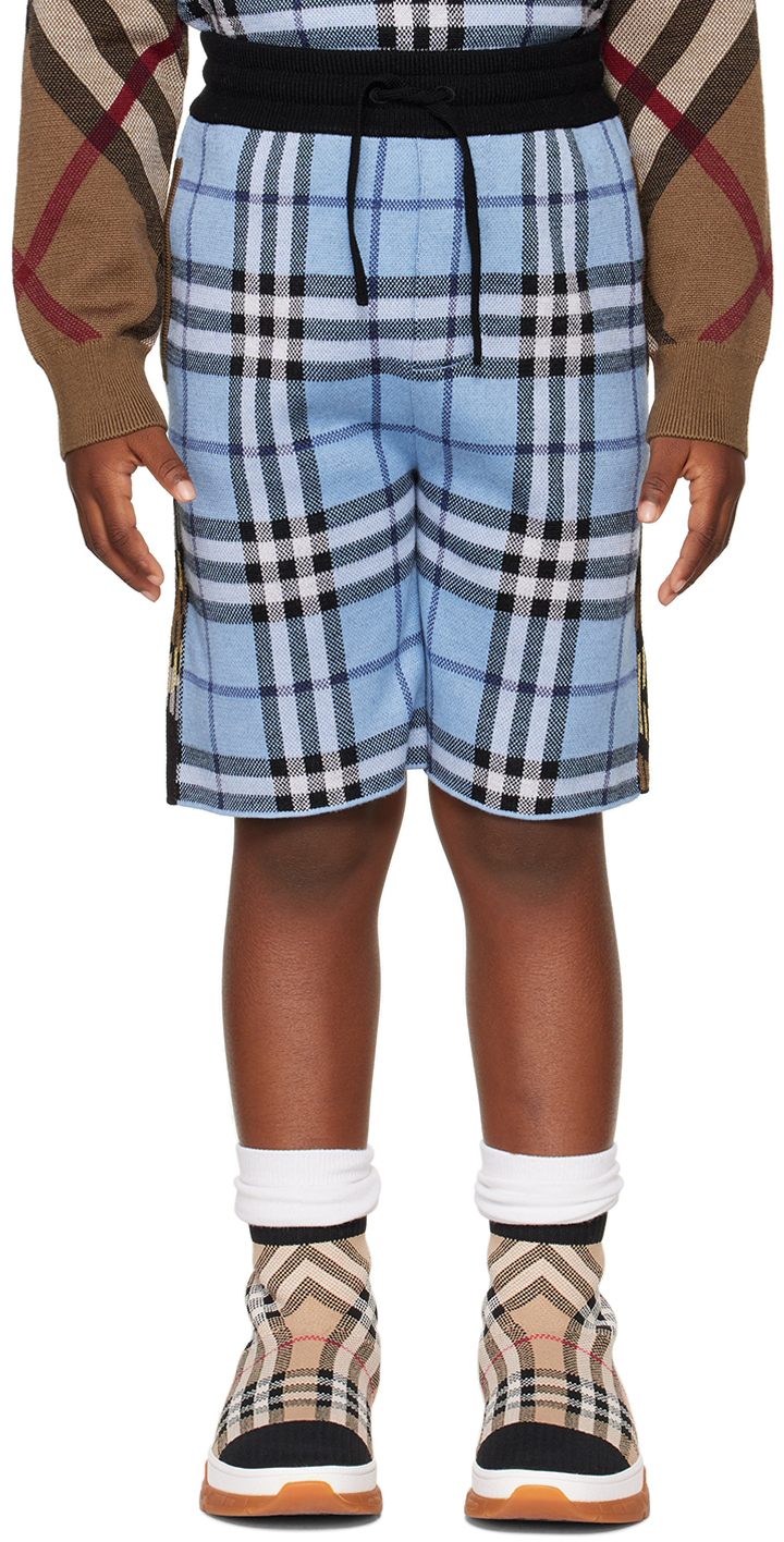Burberry Kids Blue Contrast Check Shorts Burberry