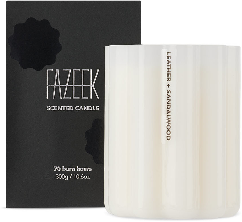 Fazeek White 'Leather + Sandalwood Wave' Candle Fazeek