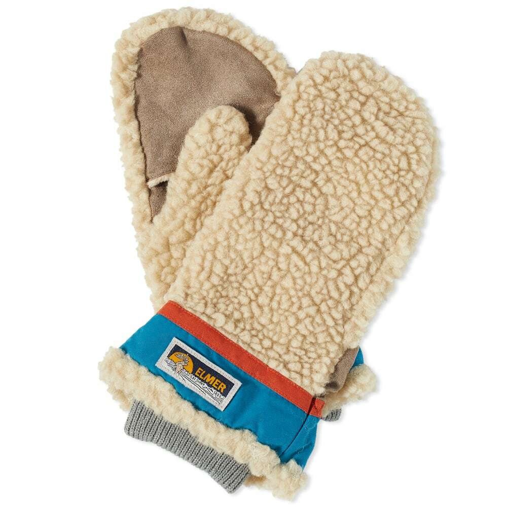 Elmer Gloves Wool Pile Flip Mitten in Beige/Blue Elmer Gloves