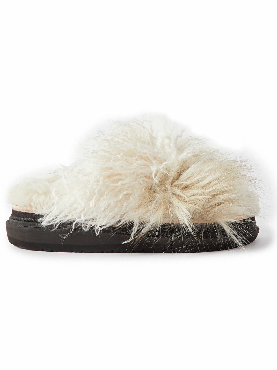 Sacai - Faux Shearling-Lined Faux Fur Slides - Neutrals Sacai