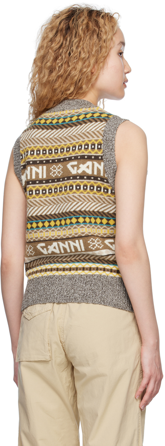 GANNI Khaki Jacquard Vest GANNI