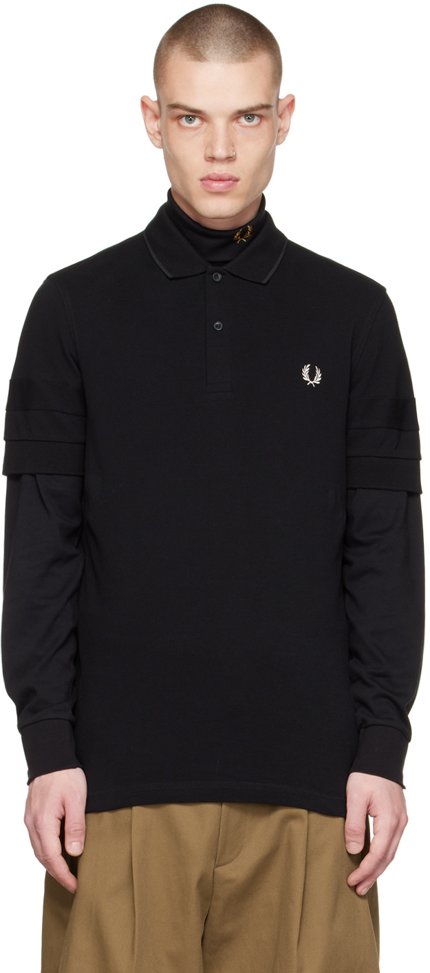 Fred Perry Black Paneled Sleeve Polo Fred Perry
