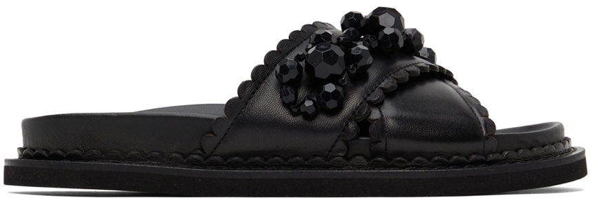 Simone Rocha Black Leather Flat Sandals Simone Rocha