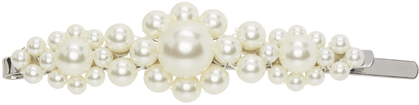 Simone Rocha White Pearl Large Flower Hair Clip Simone Rocha