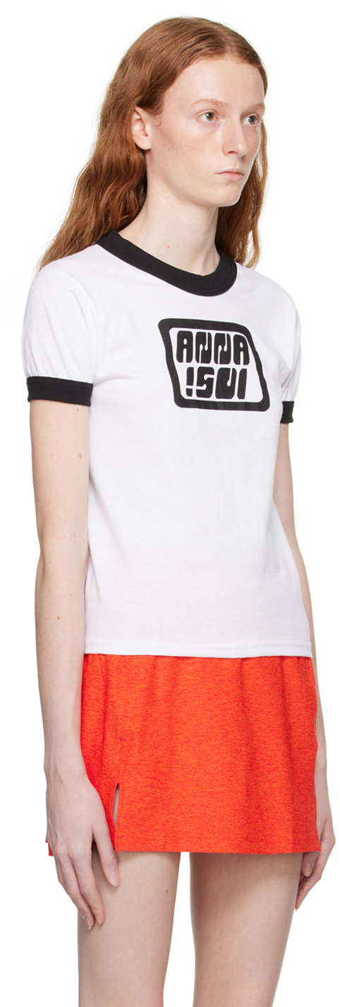 Anna Sui White & Black Ringer T-Shirt Anna Sui