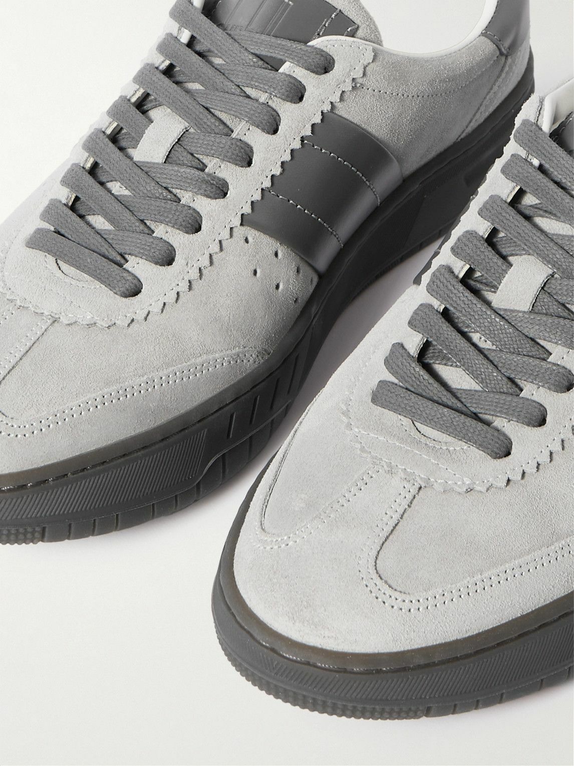 Dunhill - Legacy Runner Leather-Trimmed Suede Sneakers - Gray Dunhill