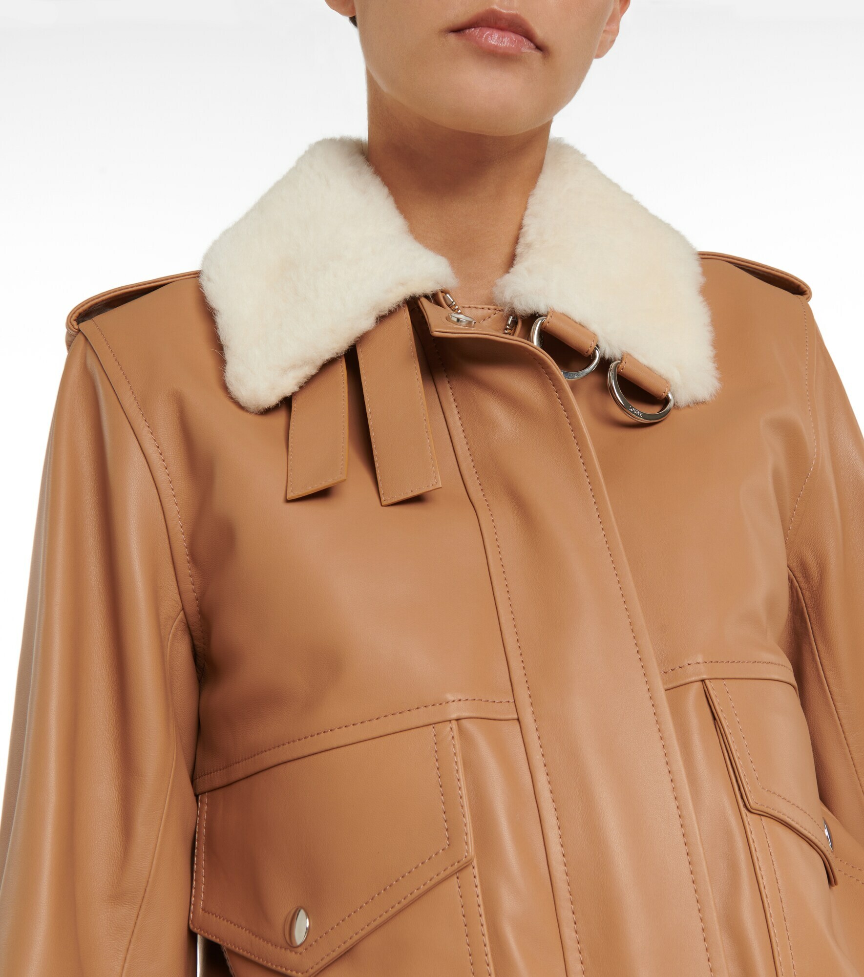 Loewe - Shearling-collar leather bomber jacket Loewe