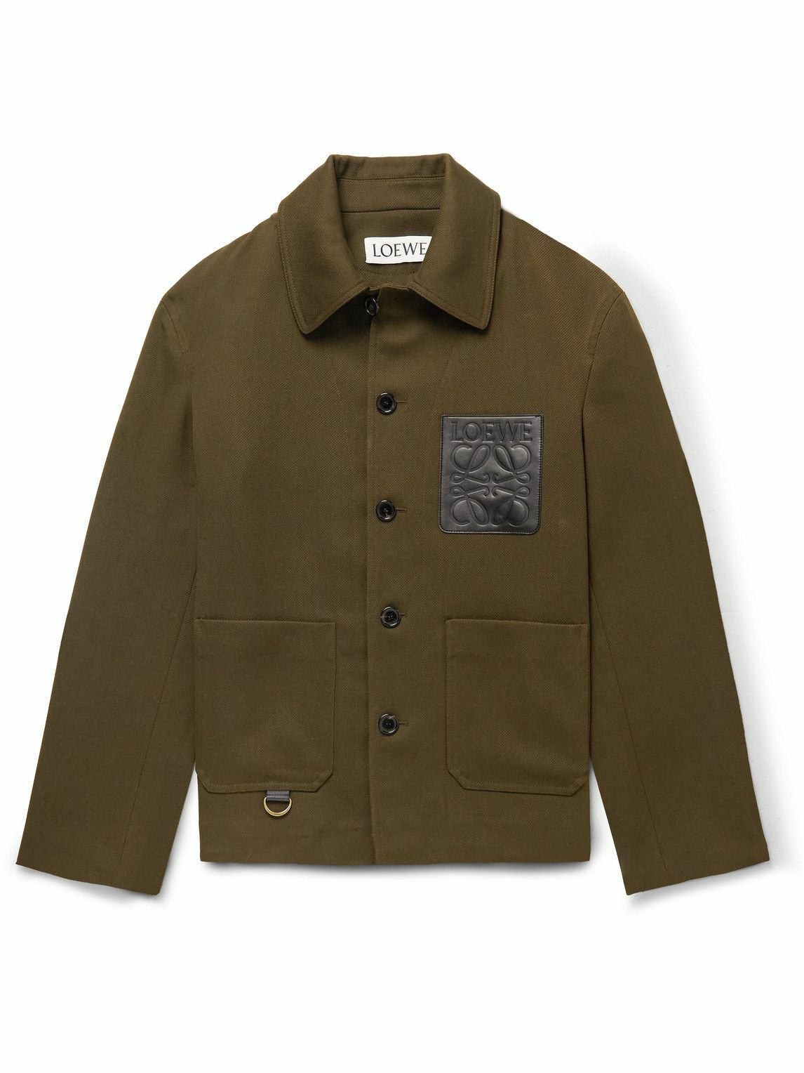Loewe - Leather-Trimmed Wool Shirt Jacket - Green Loewe