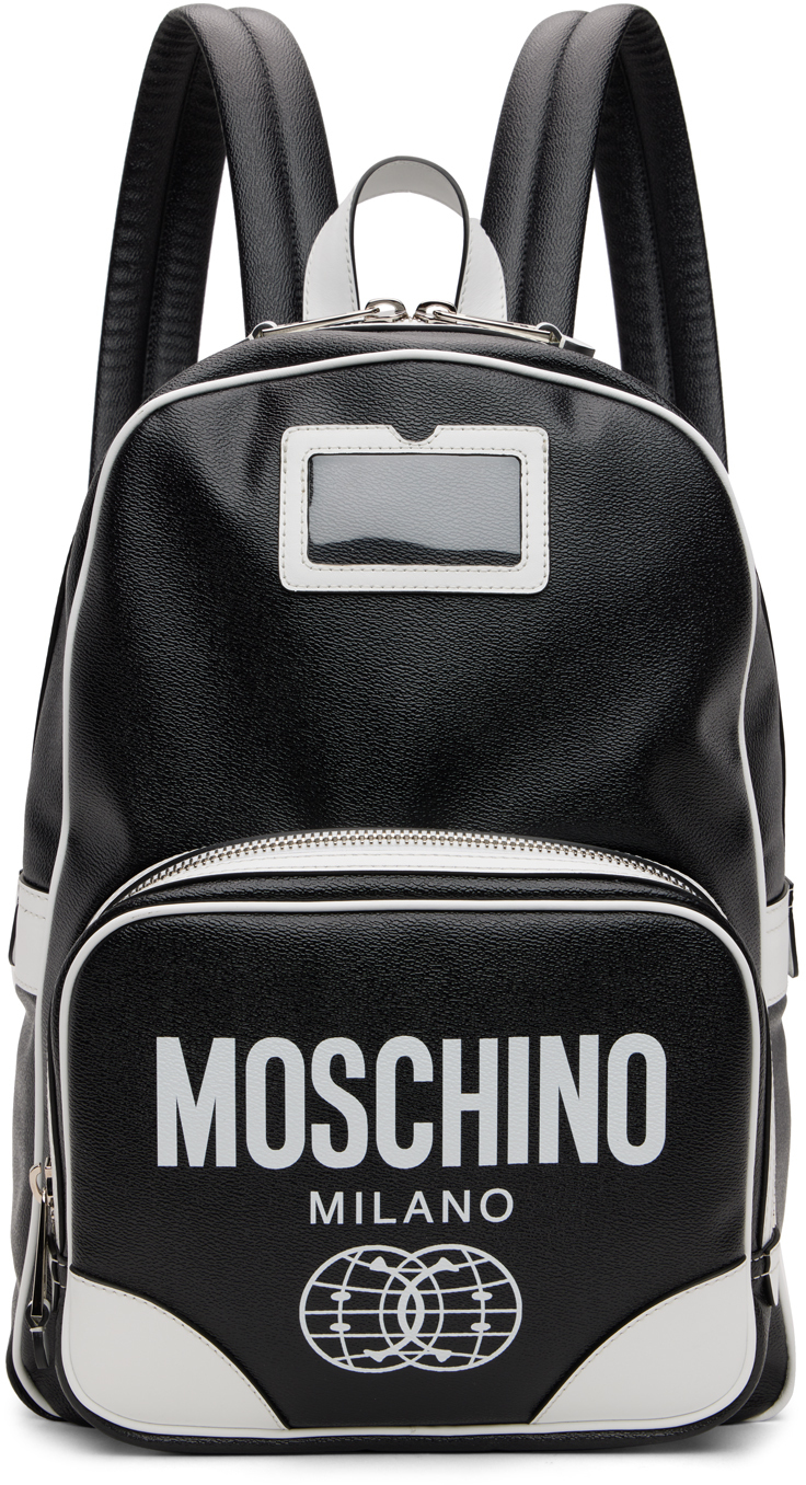 Moschino Black Smiley Double Smiley World Backpack Moschino