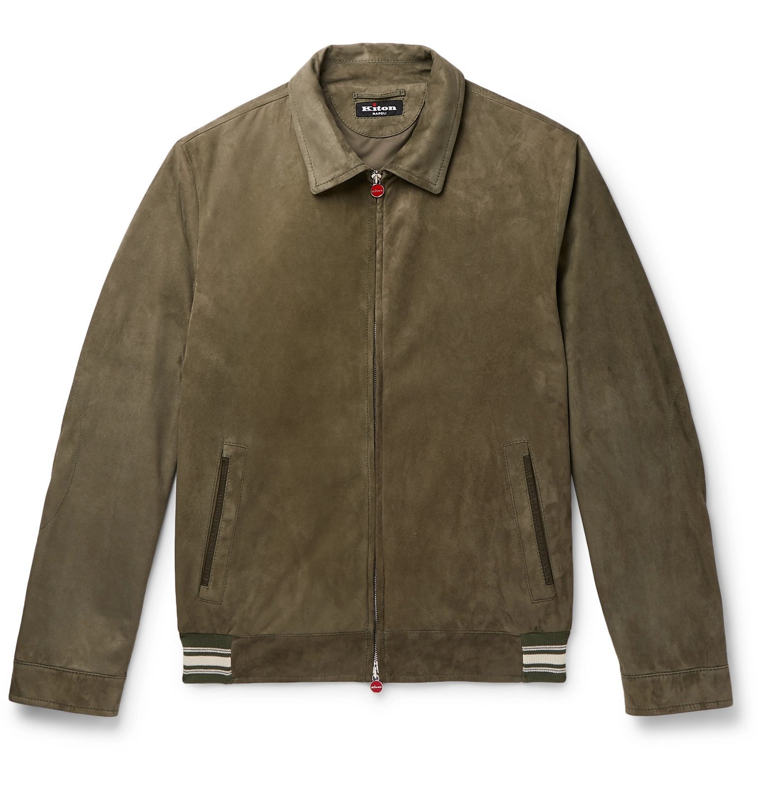 Kiton - Slim-Fit Suede Bomber Jacket - Green Kiton