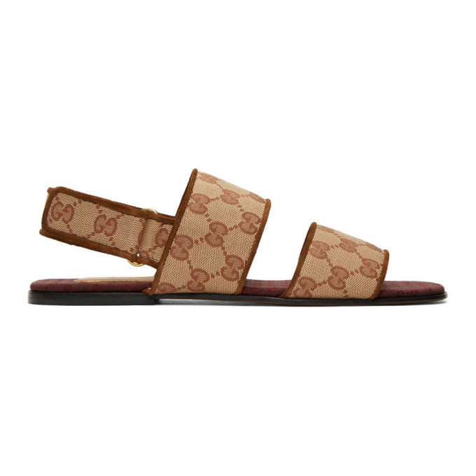 Gucci Brown Canvas GG Sandals Gucci
