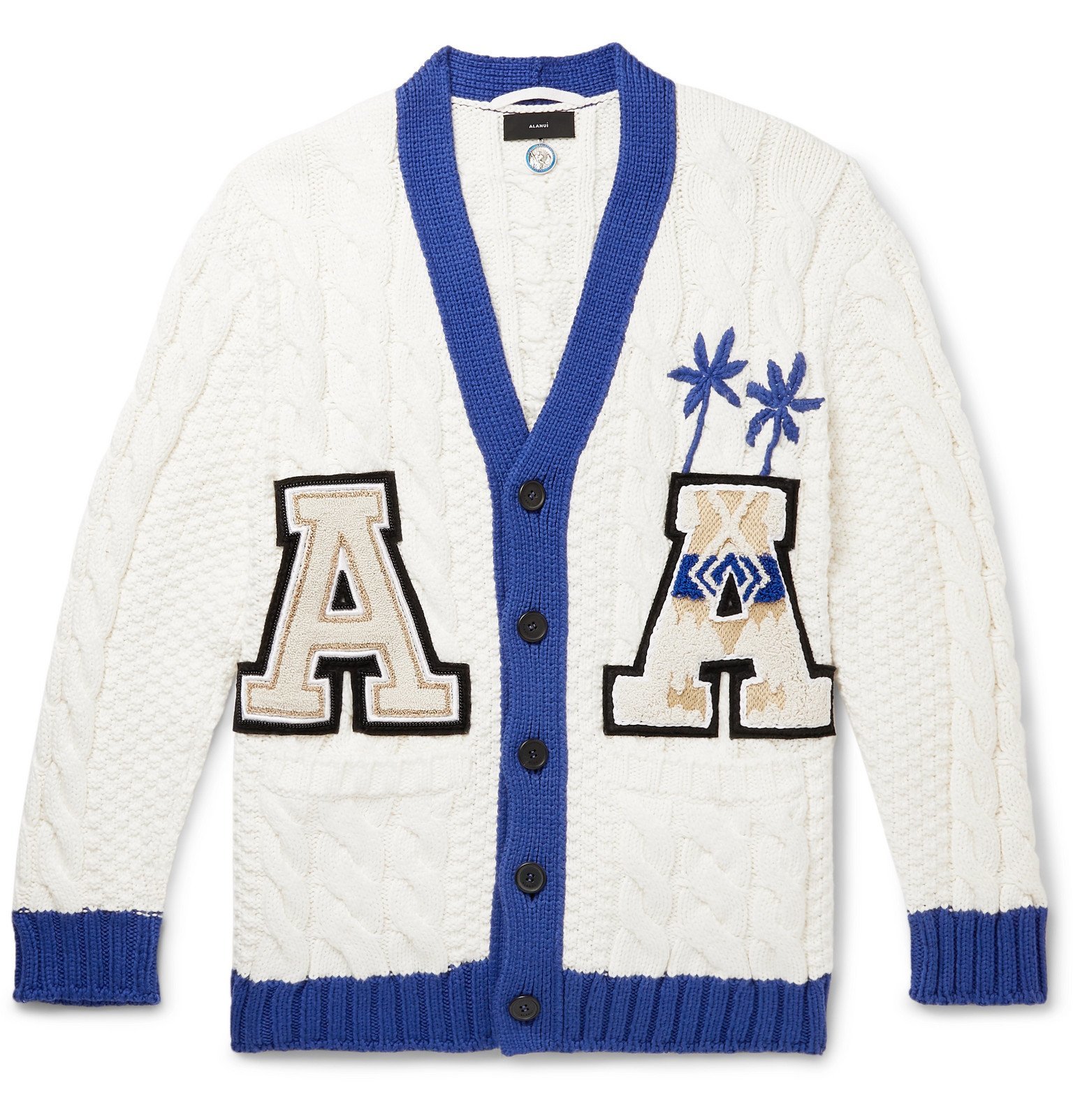 Alanui - Logo-Appliquéd Cable-Knit Cotton-Blend Cardigan - White Alanui