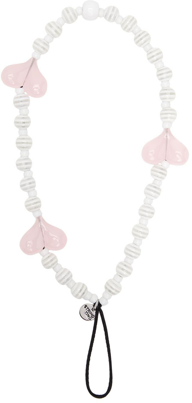 String Ting White & Pink Strawberry Marshmallow Phone Wristlet