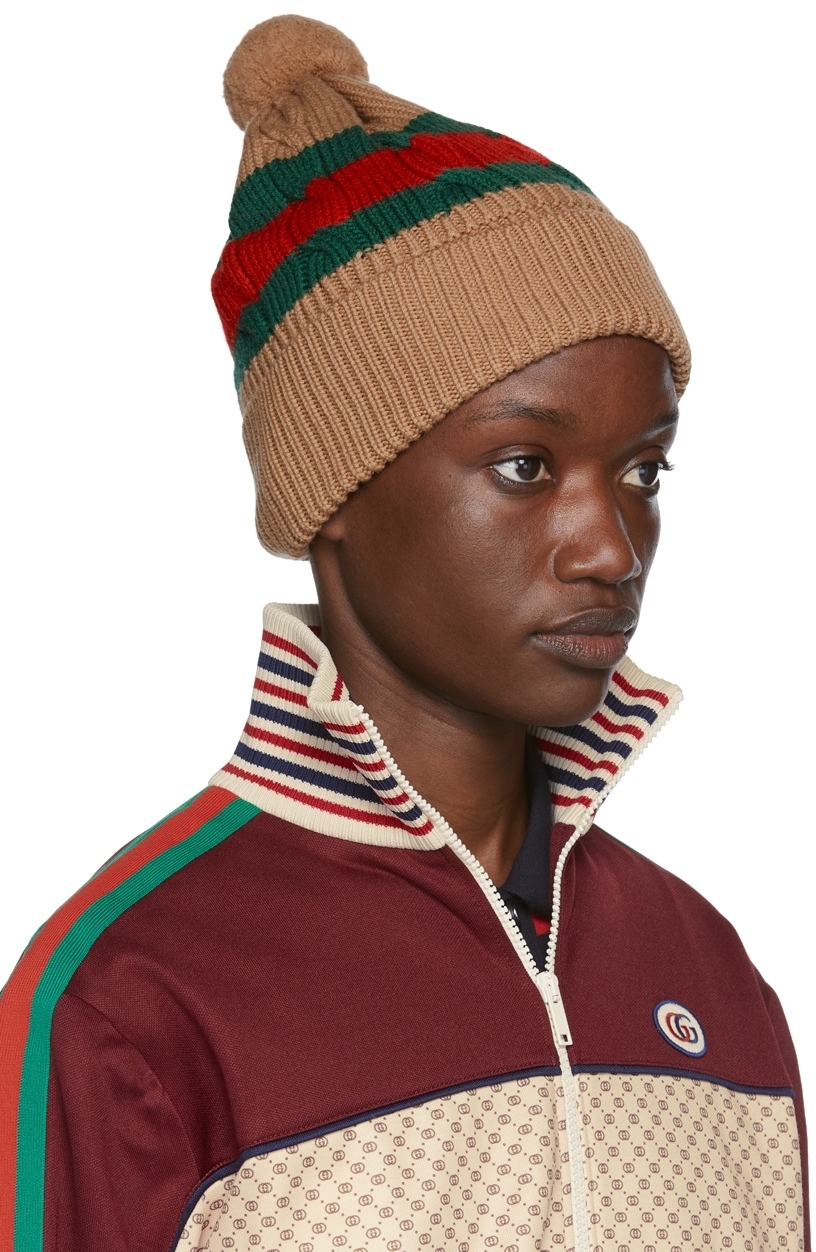 Gucci Tan Wool Signature Beanie Gucci