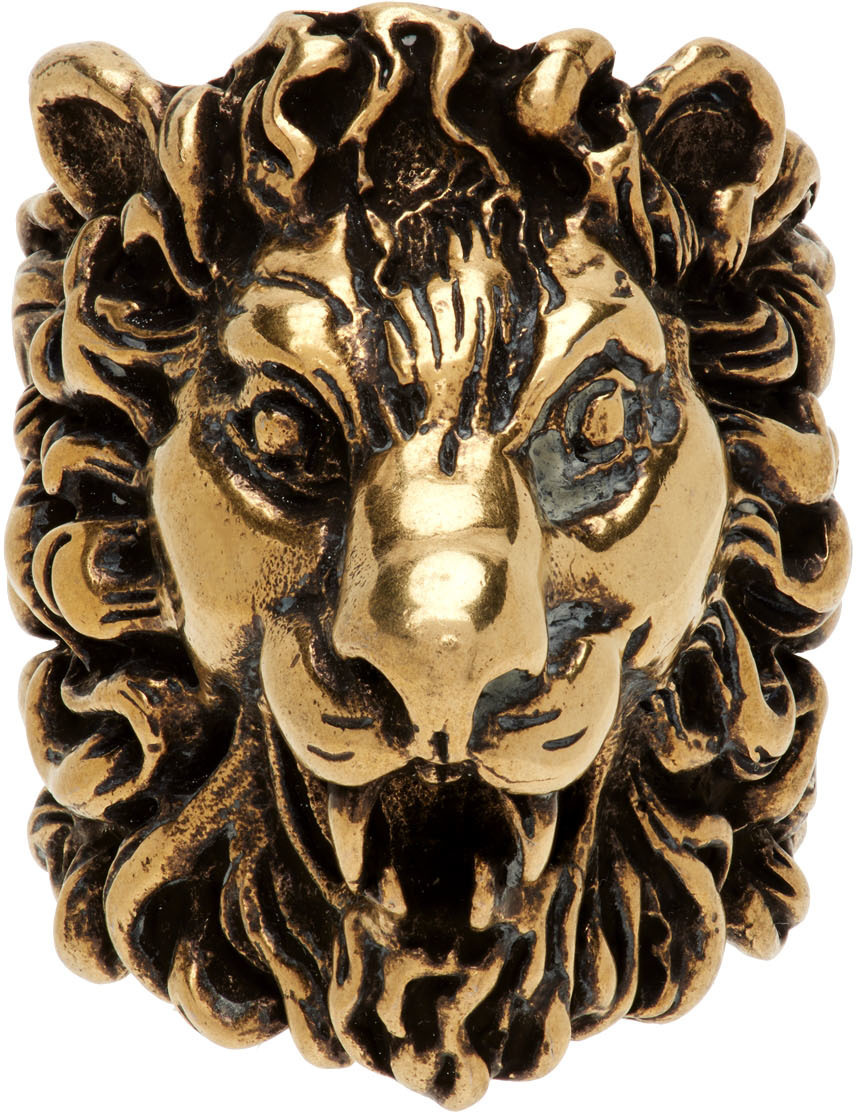 Gucci Gold Lion Head Ring Gucci
