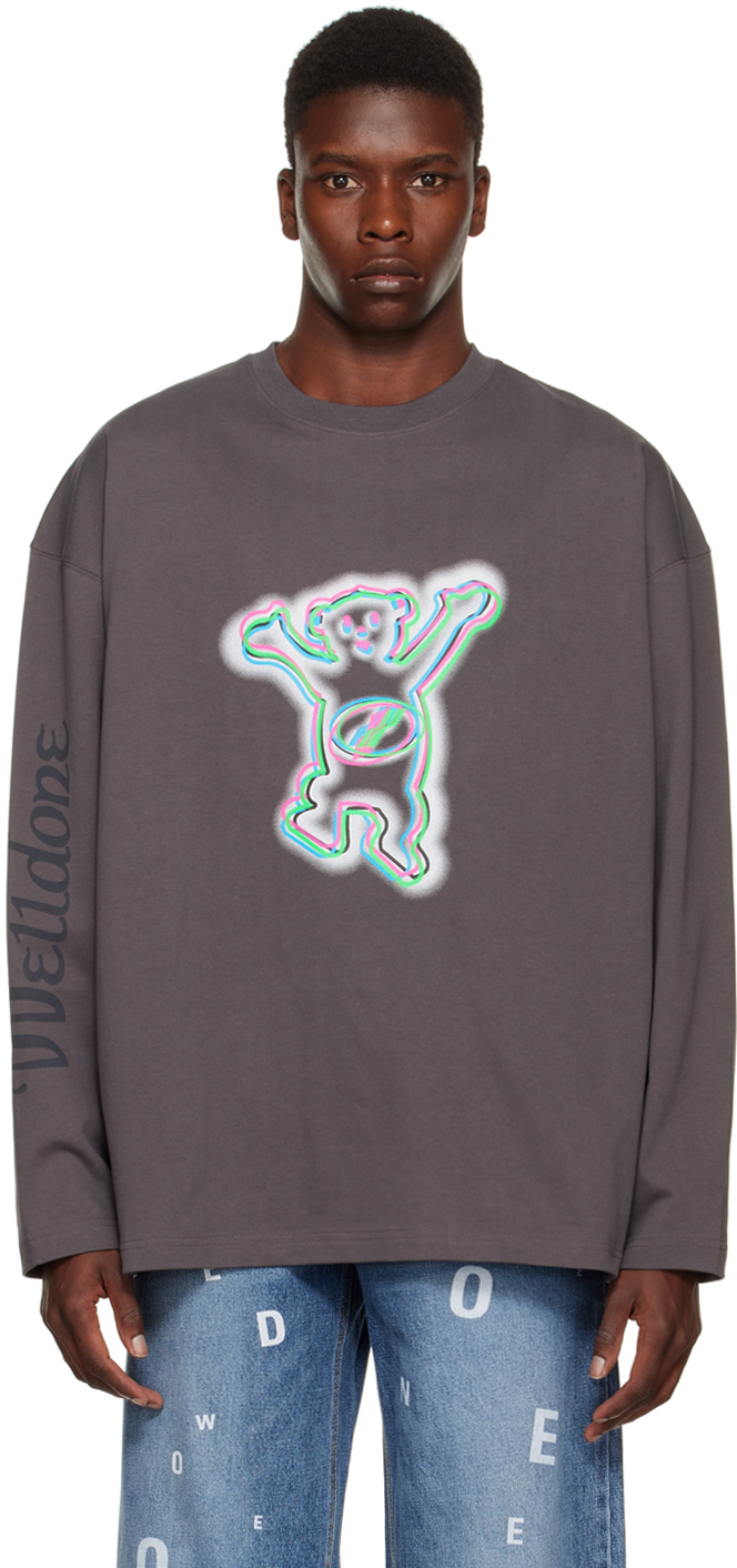 We11done Gray Colorful Teddy Long Sleeve T-Shirt We11done